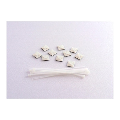 Support collier rilsan adhésif 10 X 10 mm + collers rilsan